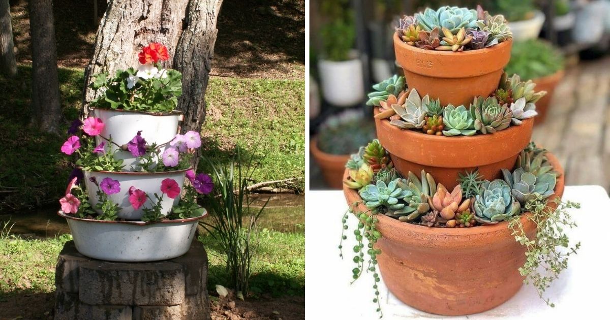 18 Creative DIY Flower Towers To Brighten Your Home and Garden