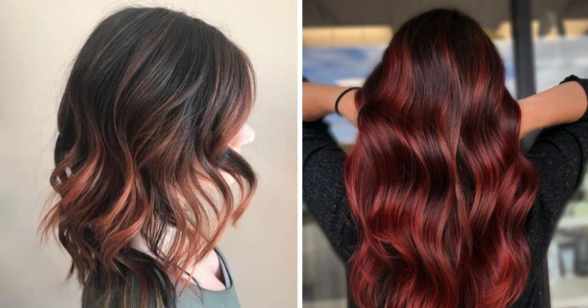 Ombre, Balayage, And Highlights Ideas For Red And Black Hair Combination