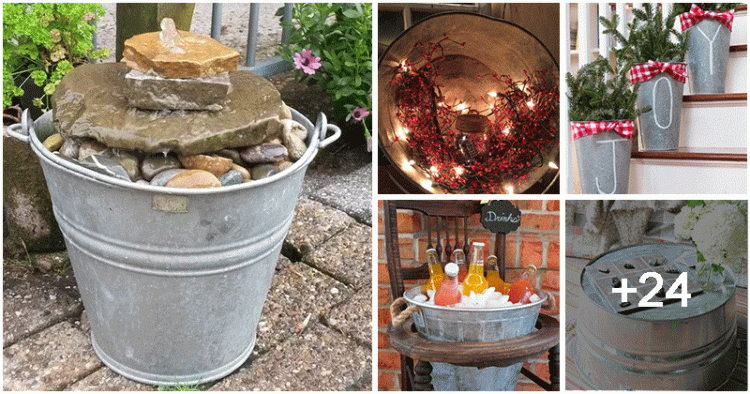 29 DIY Rusty Metal Bucket Ideas