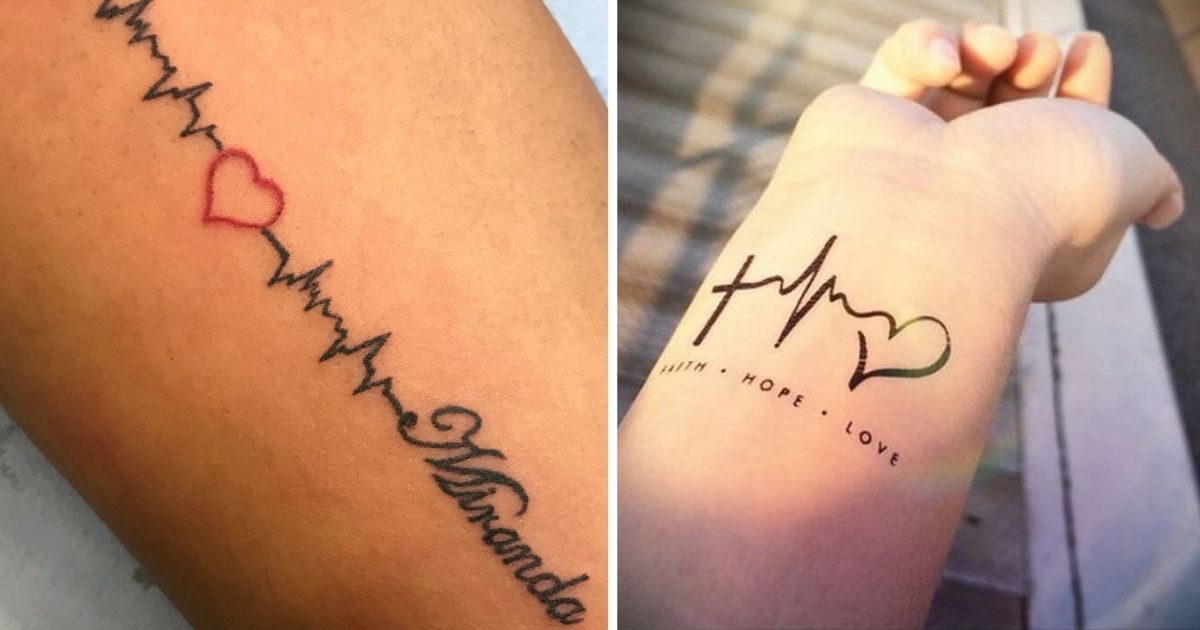 Get Yourself 23 Gorgeous Heartbeat And Name Combination Tattoos