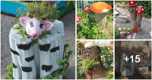 20 Creative Ideas To Turn Tree Stumps Into Garden Art Decorations