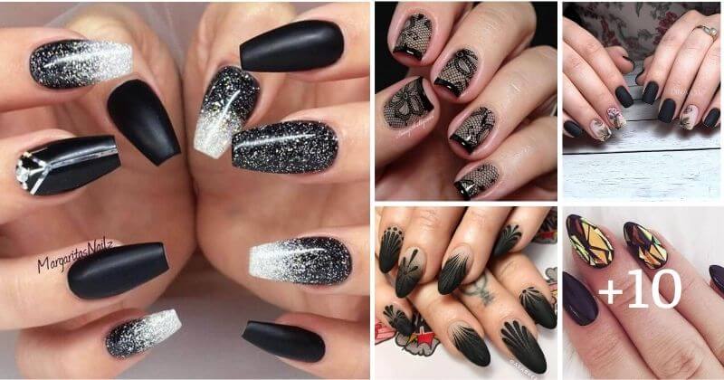 15 Eye-Catching Black Acrylic Nail Designs To Keep Your Style On Point ...