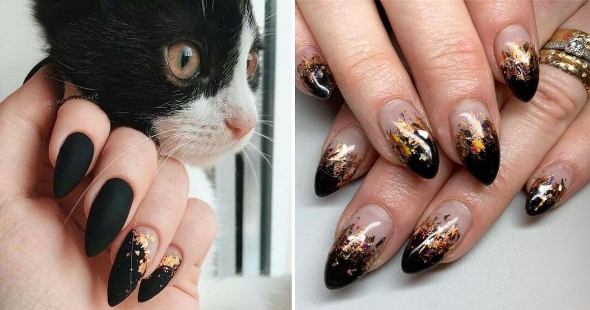 15 Black Almond Nails To Rock Your Final Months