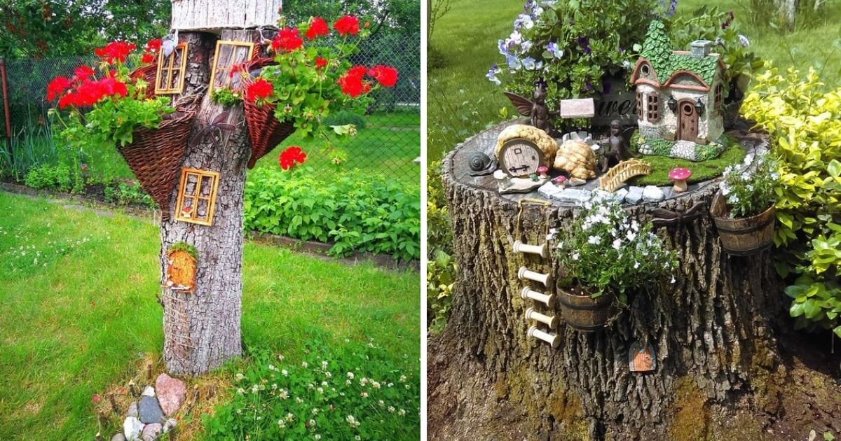 25 Impressive Tree Stump Garden Decorations