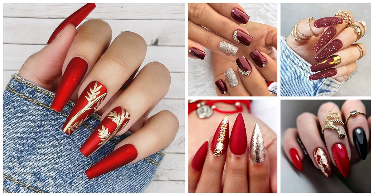 33 Charming Red And Gold Nail Ideas For Classy Ladies