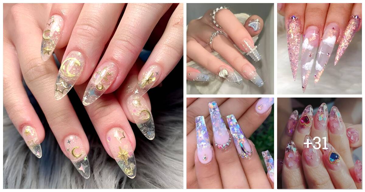 35 Gorgeous Clear Crystal Nails That Are Lovely As Cinderella’s Glass ...